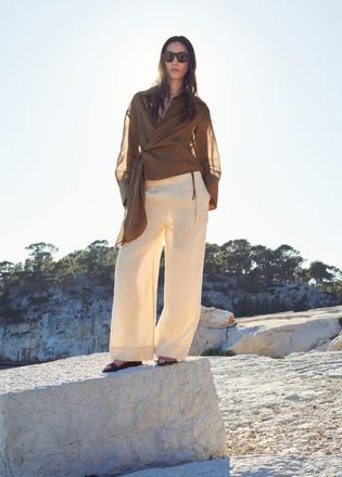 Mango Blouse 100 % ramie &agrave; nouer marron - Femme - S - MANGO