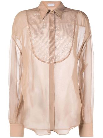 Brunello Cucinelli Sheer-Hemd - Nude