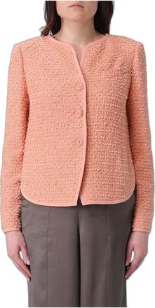 Emporio Armani Veste en tweed boucl&eacute; Lurex - Femme - Vestes - Orange - Taille: 38 FR