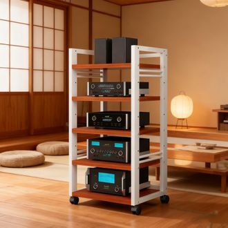 Generic 5-stufiges Medienregal Mit H&ouml;henverstellbaren Regalf&auml;chern F&uuml;r Komponenten, Freistehendes, Herausnehmbares Stereo-Eckschrank, AV-Komponenten-Medienreg
