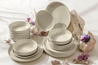 Konsimo Tafelservice KONSIMO VICTO Geschirrset hergestellt in der EU (18-tlg), 6 Personen, Steingut, sp&uuml;lmaschinengeeignet, mikrowellengeeignet, gl&auml;nzend, run