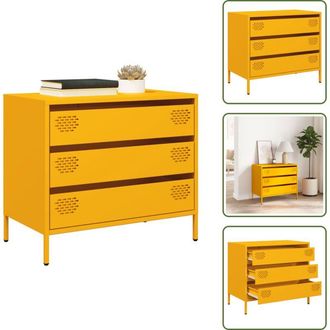 vidaXL Sideboard Senfgelb 68x39x58,5 cm Kaltgewalzter Stahl - Sideboard - Sideboards - Kommode - Anrichte