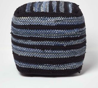 Homescapes Homescapes - Denim Pouf Texas - Sitzwürfel blau gestreift, 40x40 cm