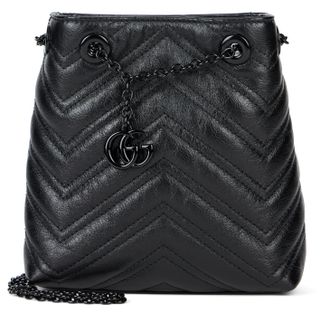 Gucci Womens Shoulder Bag Marmont Mini Black Calf Skin