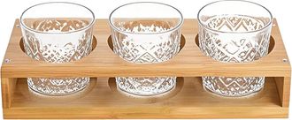 Generic Shot Holders Party - 30x10x8cm Servierst&auml;nder Weingl&auml;ser aus Holz, 3-Loch-Getr&auml;nkebeh&auml;lter, robuste verschlei&szlig;feste Tablett-Flaschen | Perfekte kommer