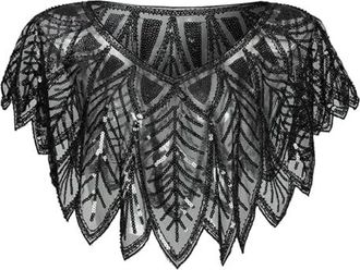 Generic Femme &Eacute;tole en Sequin et Ch&acirc;le, Bol&eacute;ro et Ch&acirc;le pour Robes de Soir&eacute;e et de Mariage, Ch&acirc;le Ann&eacute;es 20 Femme &Eacute;l&eacute;gante Cape Douce Cardigan Vintage 1920s &Eacute;