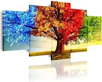 DekoArte 513 - Impression Sur Toile Moderne DImages Artistiques Num&eacute;ris&eacute;es | Toile D&eacute;corative Pour Votre Salon Ou Votre Chambre | Style Paysage Arbres Quatre S