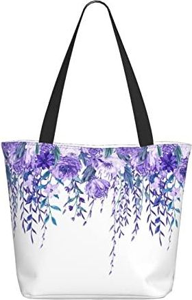 AOOEDM Sac &agrave; provisions pour femme avec fleurs et feuilles aquarelle 33 x 28 x 17 cm. Le cadeau parfait pour la Saint-Valentin. Cest de la Saint-Valentin pou