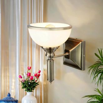 Licht-Erlebnisse XL Wandleuchte aus Metall & Glas in Messing Antik Qualitätsprodukt EU E27 Jugendstil für Wohnzimmer Schlafzimmer Innen Wandlampe