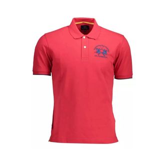 La Martina Elegantes Rosa besticktes Poloshirt - - Tops - Herren - Rot - XL