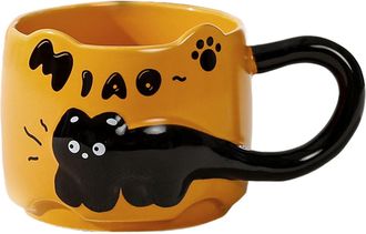 Generic Katzentasse Lustig, Halloween Tasse Katze, 350ml Teetasse Groß, Kinder Erwachsene Keramik Coffee Mug Kaffeetassen,Cute Mug Katze Tasse Kinder Erwachse