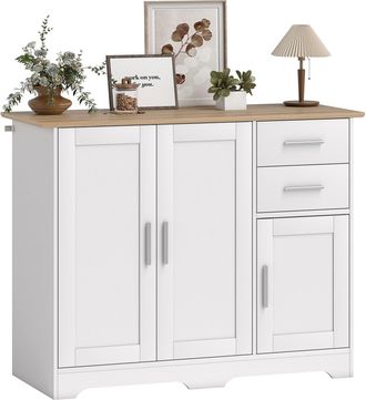 HOMCOM Sideboard Wohnzimmer, Aufbewahrungsmöbel mit 2 Schubladen, 3 Türen und verstellbarem Regal, zeitgenössischer Stil, Sideboard Esszimmer und Küche, 100 