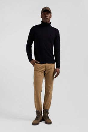 Eden Park Pull Col Roul&eacute; En Laine Et Coton Noir Coupe Regular