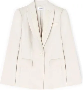 Motivi Veste structur&eacute;e en cady avec d&eacute;tails satin&eacute;s - Femme - Vestes - Blanc - Taille: 42 FR