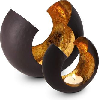 ROMINOX Geschenkartikel Teelichthalter//Sakrale mit Goldfolienauskleidung, Weihnachten, Grillparty, Valentinstag, Muttertag; Maße: ca. 12 x 6.5 x 11cm oder 18