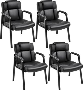 Yaheetech Besucherst&uuml;hle Konferenzst&uuml;hle mit Armlehnen 4 St&uuml;ck B&uuml;rostuhl Schreibtischstuhl ohne Rollen Wartezimmerst&uuml;hle G&auml;stest&uuml;hle Arbeitsst&uuml;hle Polsterstuhl 