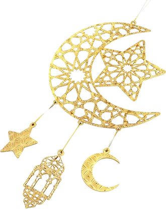 Valiclud Ramadan Dekoration 2026 Stern und Mond H&auml;ngeornament mit Goldenem Aufkleber 36X23cm Islamische Party Deko f&uuml;r Fenster T&uuml;ren und W&auml;nde Eid Mubarak H&auml;ng