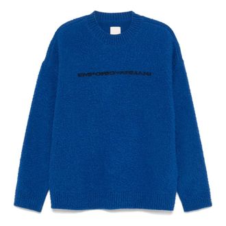 Emporio Armani Logo Print Pullover - - Knitwear - Herren - Blau - XL