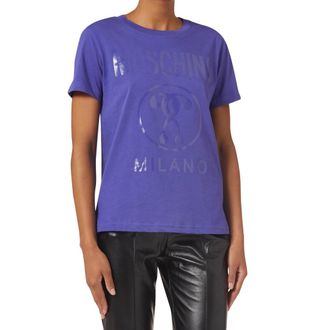 Moschino Lila T-shirt Mit Doppeltem Fragezeichen