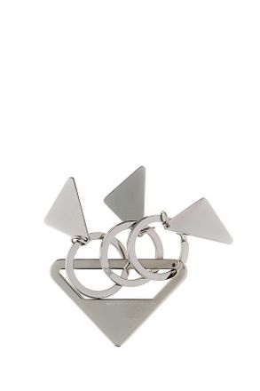 Prada Mens Silver Metal Keyring Black Keychains