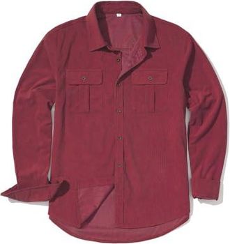 Generic Chemises en velours c&ocirc;tel&eacute; pour homme, chemise boutonn&eacute;e en velours c&ocirc;tel&eacute; pour homme, haut d&eacute;contract&eacute; &agrave; manches longues, veste &eacute;l&eacute;gante de couleur u