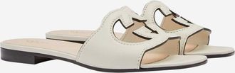 Gucci GG Logo Leather Sandals - White