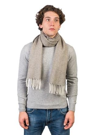 DALLE PIANE CASHMERE Écharpe en laine et cachemire à chevrons, Made in Italy - Homme, Couleur: Taupe, Taille unique