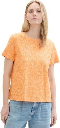 Tom Tailor 1040544 T-Shirt, 34843-apricot Abstract Leaf Print, S Femme