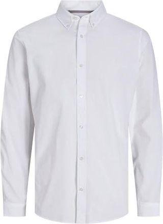 Jack & Jones Jprccpoplin T-Shirt Confortable avec Logo L/S Sn Chemise, Blanc Vif/Coupe : Confort, XS Homme