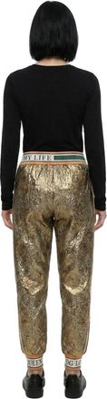 Dolce & Gabbana Womens Gold Metallic Fibre Casual Pants