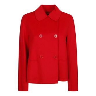 Max Mara Kurze- zweireihige Jacke mit rundem Kragen - - Jackets - Damen - Rot - 2XS