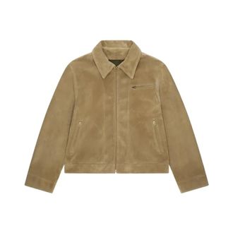 Fortela Homme, Vestes, Beige, Taille: L Rhode Zip Suede Leather Jacket
