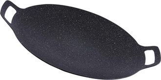 Cabilock Koreanische Bbq Grillpfanne Aus Robustem Stahl 34cm Antihaft Beschichtung Für Grill Picknick Und Outdoor Mit Griffen Zum Hitzeschutz