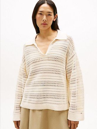 Tommy Hilfiger Pull à col polo oversize en crochet