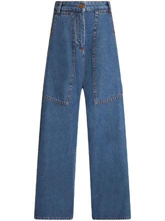Etro Weite Jeans mit Pegaso-Stickerei - Blau