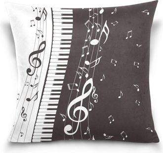 Linomo Kissenbezug 40x40 cm, Musik Note Musical Klavier Dekorative Kissenbezug Kissenh&uuml;lle f&uuml;r Couch Sofa Bett Hause