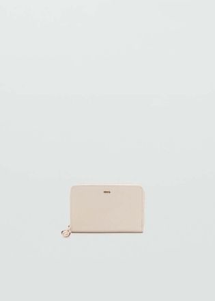 Mango Portefeuille petit effet saffiano &eacute;cru - Femme - Taille unique - MANGO