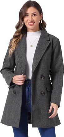 Allegra K Trench-coat &agrave; poche crois&eacute; avec ceinture pour femme Gris fonc&eacute; L