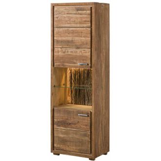 Massivmoebel24 Vitrine Akazie 58x40x180 natur lackiert bark 102