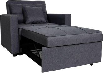 Hhg Schlafsessel HHG 095, Klappsessel Schlafsofa G&auml;stebett Relaxsessel, Liegefl&auml;che 197x103cm Stoff/Textil dunkelgrau