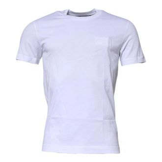 Dolce & Gabbana Logo Plakette Baumwoll-T-Shirt - - Tops - Herren - Wei&szlig; - S