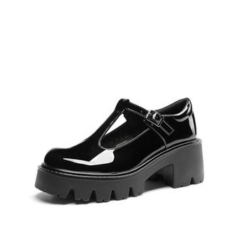 Dream Pairs Chaussures Mary Jane pour femme avec bride en T - Plateforme basse - Talons carr&eacute;s - Bout ferm&eacute; - Confortables - Bout rond - Chaussures de f&ecirc;te de mar