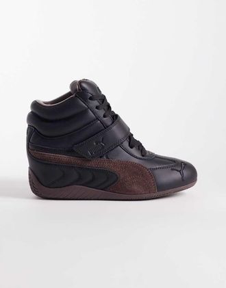 Puma Speedcat - Leder-Sneaker in Schwarz mit Keilabsatz