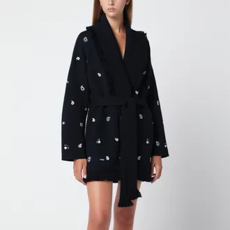 Alanui Echoes of the Bandana Cardigan aus Wolle in Navyblau