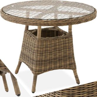 TecTake Tectake - Table de jardin en aluminium avec plateau verre 91x73,5cm