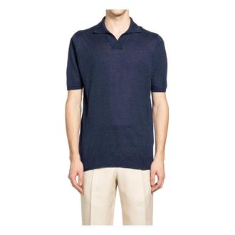 Lardini Polo en maille coton lin - Homme - Tops - Bleu - Taille: XL