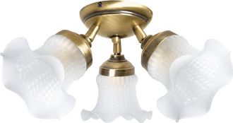 Licht-Erlebnisse Deckenstrahler Messing Glas Ø 37 cm in Bronze hell glänzend Weiß 3-flammig verstellbar Floral E14 Deckenleuchte Wohnzimmer Deckenspot Küche