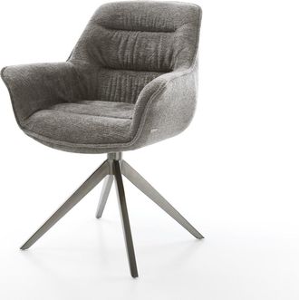 DELIFE Drehstuhl Kaira-Flex Boucl&eacute; Soft Schlamm Kreuzgestell breit Graphit 360&deg; drehbar Wippfunktion, Esszimmerst&uuml;hle