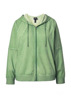 Ulla Popken Sweatjacke Sweatjacke cold dyed Kapuze Langarm