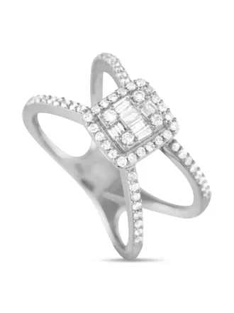 Luxury Bazaar bague en or blanc 14ct pavée de diamants pre-owned - Argent